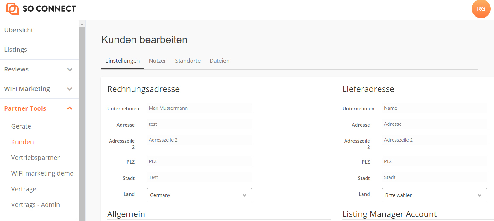 Ihre Rechnungsadresse ändern – SO Connect